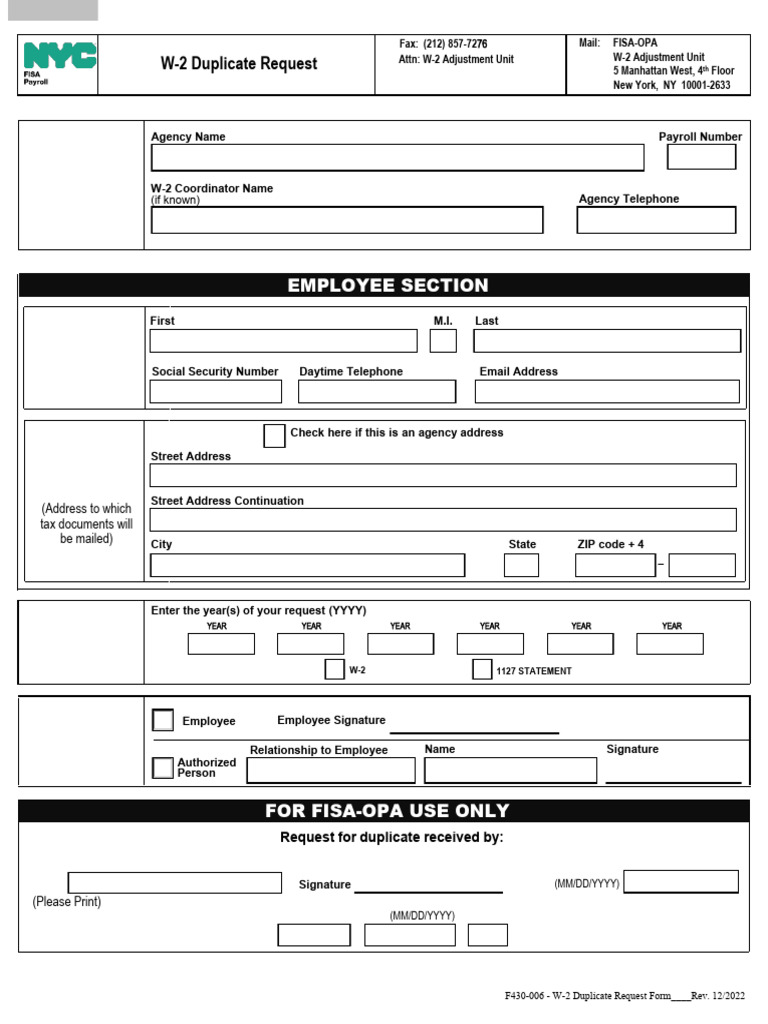 W-2 Duplicate Request Form Guide | PDF | Freight Transport | Public ...