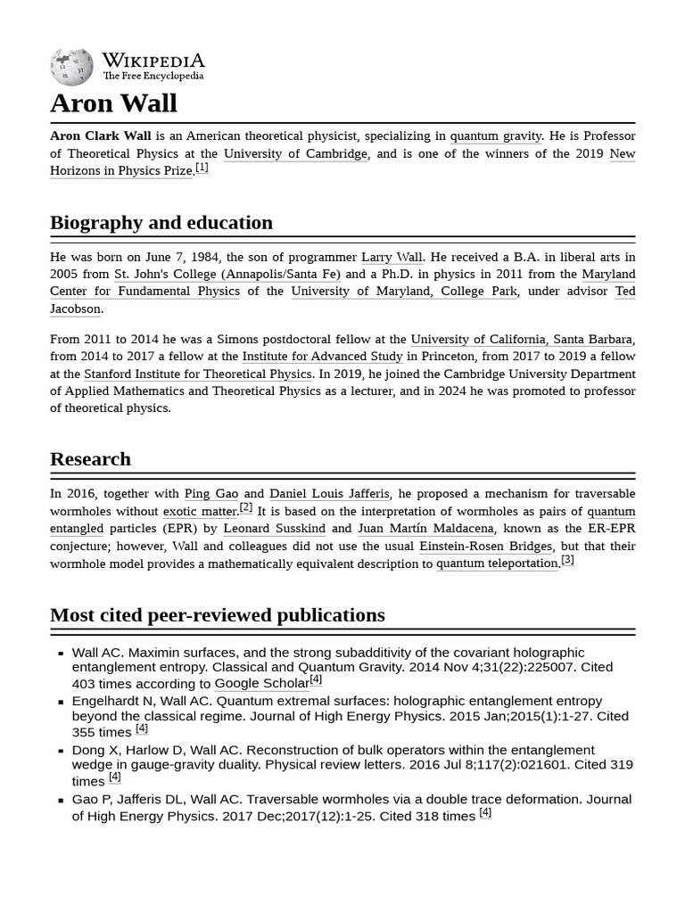 Aron_Wall | PDF | Theoretical Physics | Quantum Mechanics