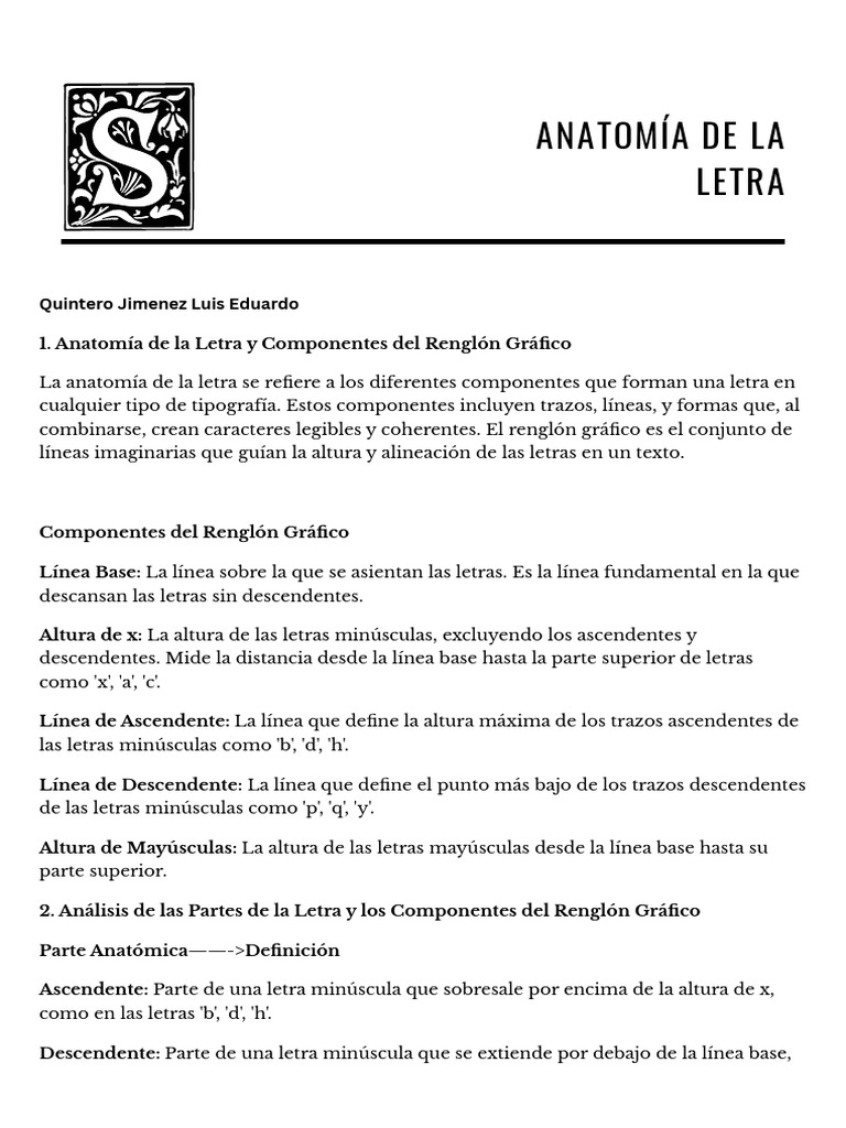 Anatomía y Componentes de la Letra | PDF | Serif | Tipografía