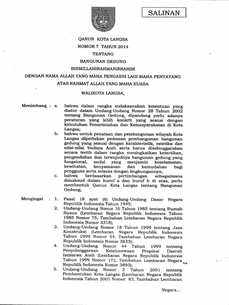 Qanun Nomor 7 Tahun 2014 (1) | PDF