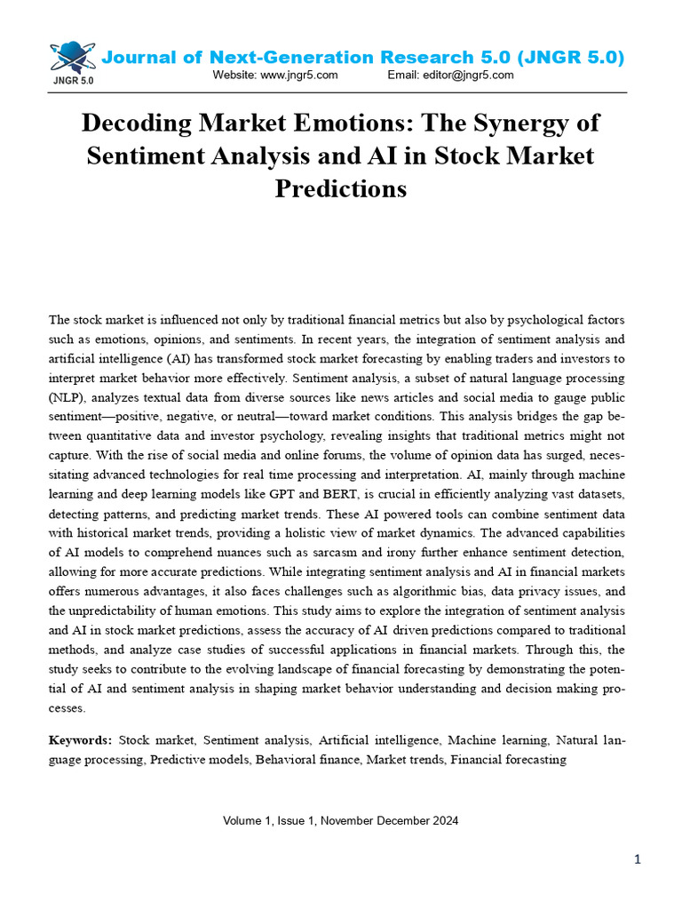 Decoding Market Emotions The Synergy Of Sentiment Analysis And Ai In