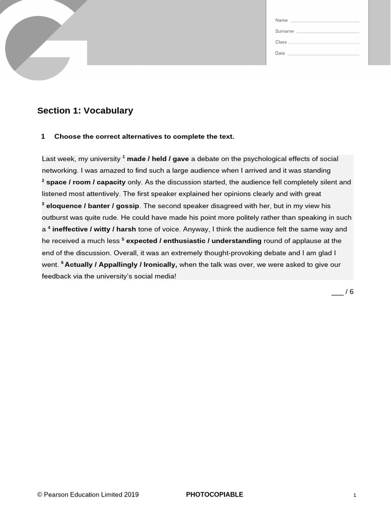 Gold C1 Advanced NE DF PT01 | PDF | Conversation | Human Communication