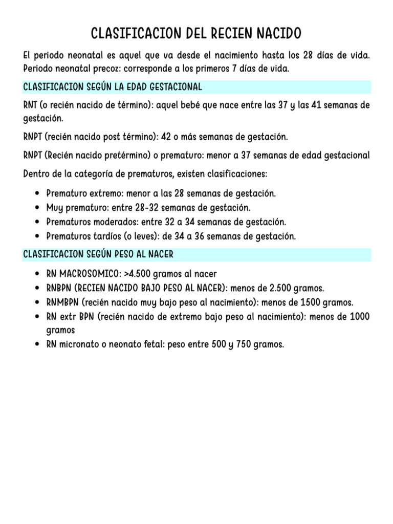 CLASE INTENSIVO NEONATOLOGIA FISIOLOGICA RESUMEN | PDF | Feto | Pulmón