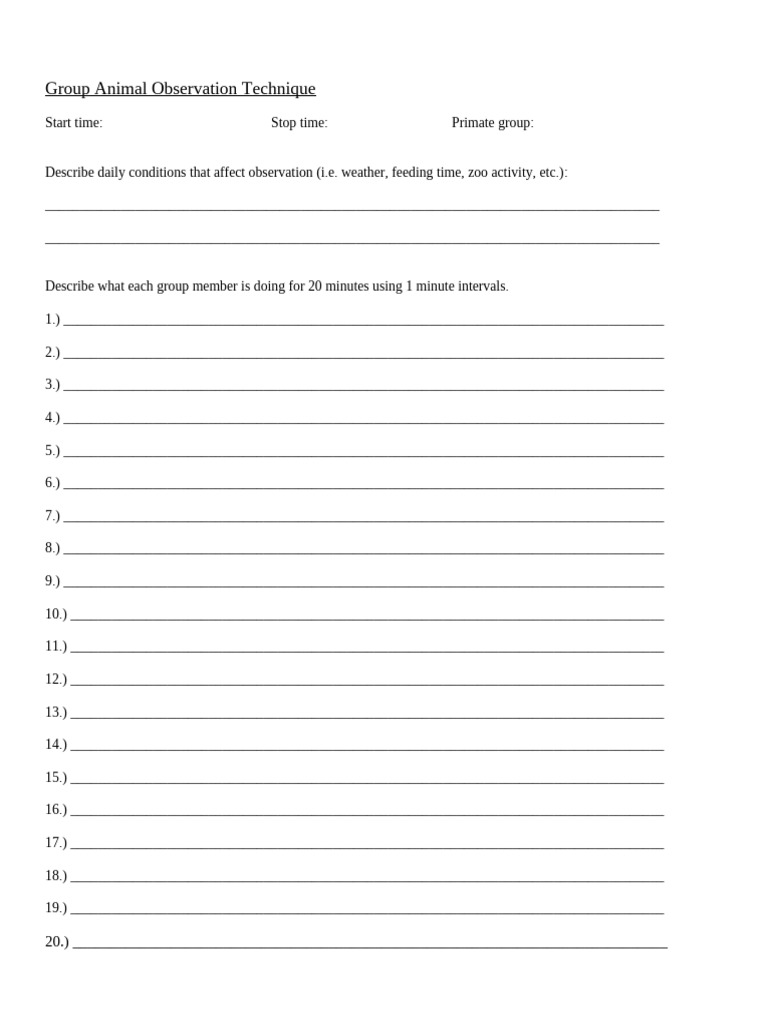 Group Animal Observation Technique | PDF