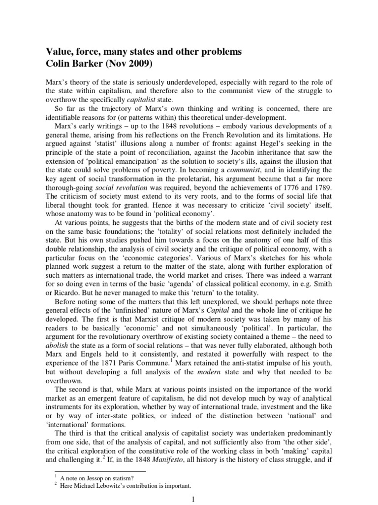 Colin Barker - Value, Force, Many States and Other Problems | PDF ...