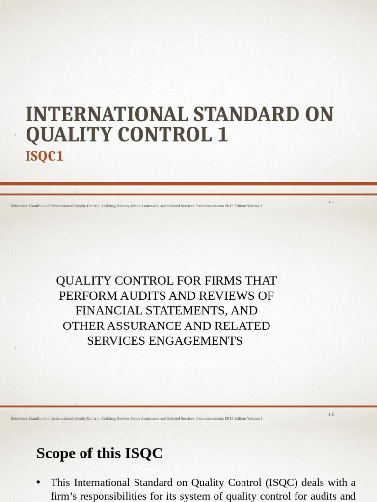 ISQC 1: Quality Control Standards | PDF | Audit | Business