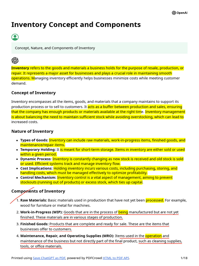 5-Inventory Concept and Components | PDF | Inventory | Lean Manufacturing