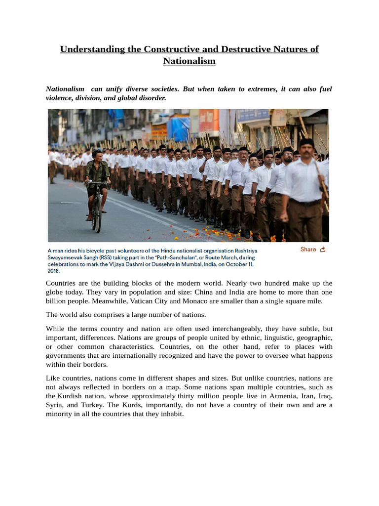 Constructive vs. Destructive Nationalism | PDF | Nationalism | Tariff