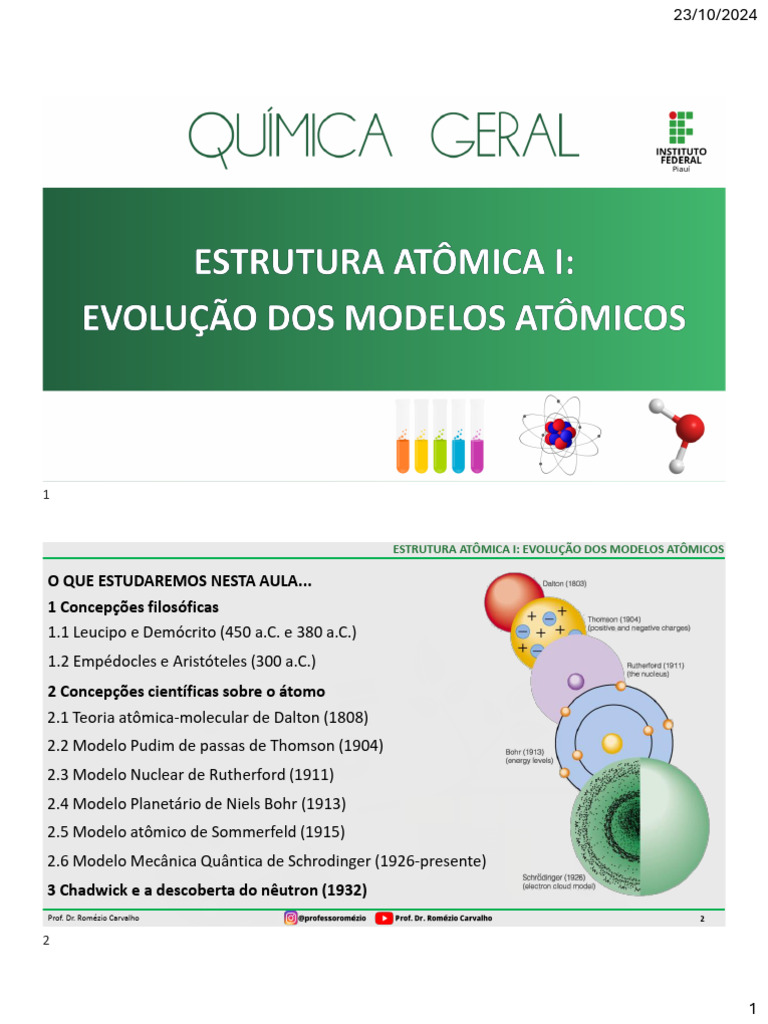 Aula 01 Estrutura Atomica-1 Modelos Atômicos 2024-1d0e59f54d734dc9a2f7 ...