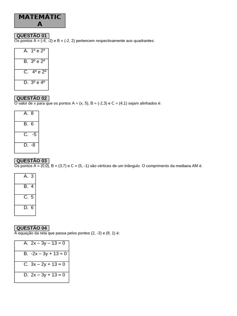 Prova 3 Ano Branco 4B | PDF