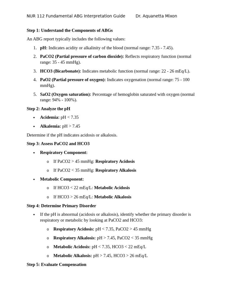 ABG Interpretation Guide for Nurses | PDF | Physiology | Clinical Medicine