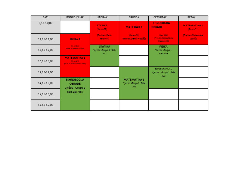 Raspored Grupa 1 Linija 1 | PDF