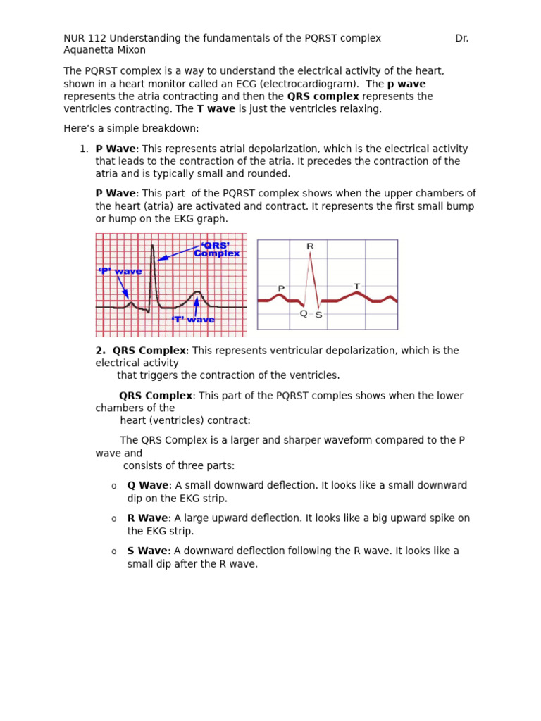NUR 112 - The PQRST Complex Explained - AJM Completed | PDF ...