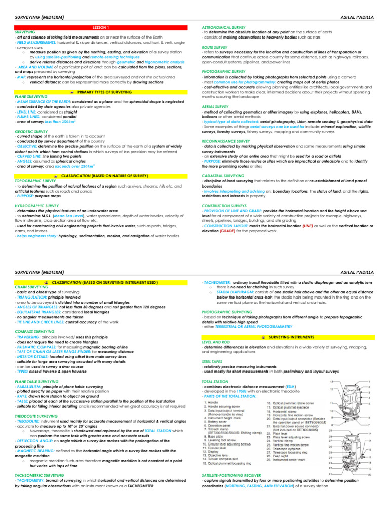 SURVEY_notes | PDF | Surveying | Metrology