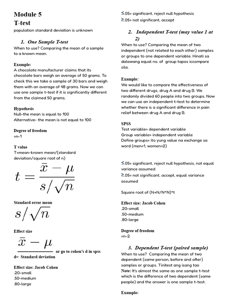 Statsap Reviewer | PDF | Student's T Test | Effect Size