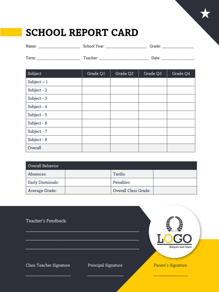 High School Report Card Template | PDF