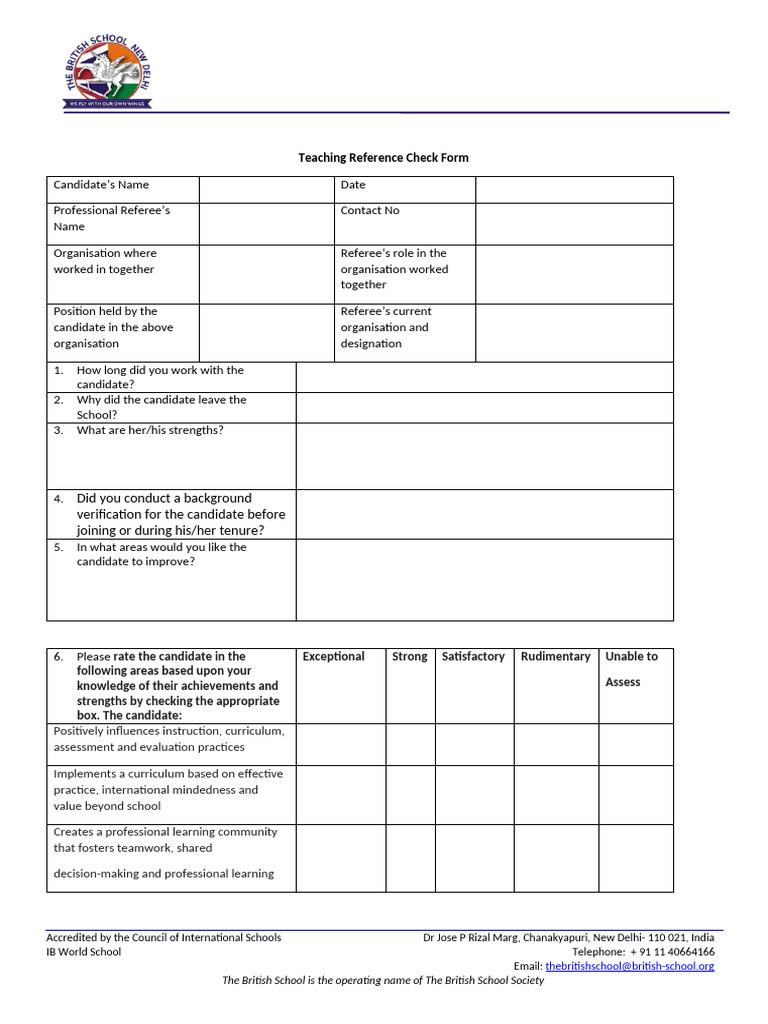 Teaching Reference Check Form | PDF | Learning | Decision Making