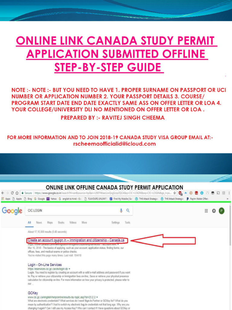 HOW TO LINK CANADA OFFLINE STUDY PERMIT APPLICATION ONLINE STEP-BY-STEP ...