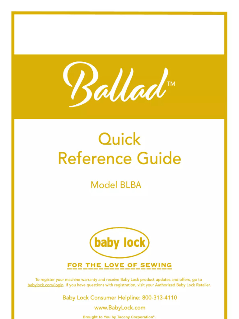 Manual de Usuario Baby Lock Ballad (Español - 20 Páginas) | PDF