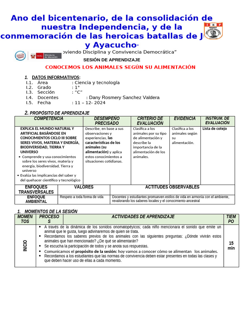 CONOCEMOS LOS ANIMALES SEGÚN SU ALIMENTACIÓN | PDF | Aprendizaje ...