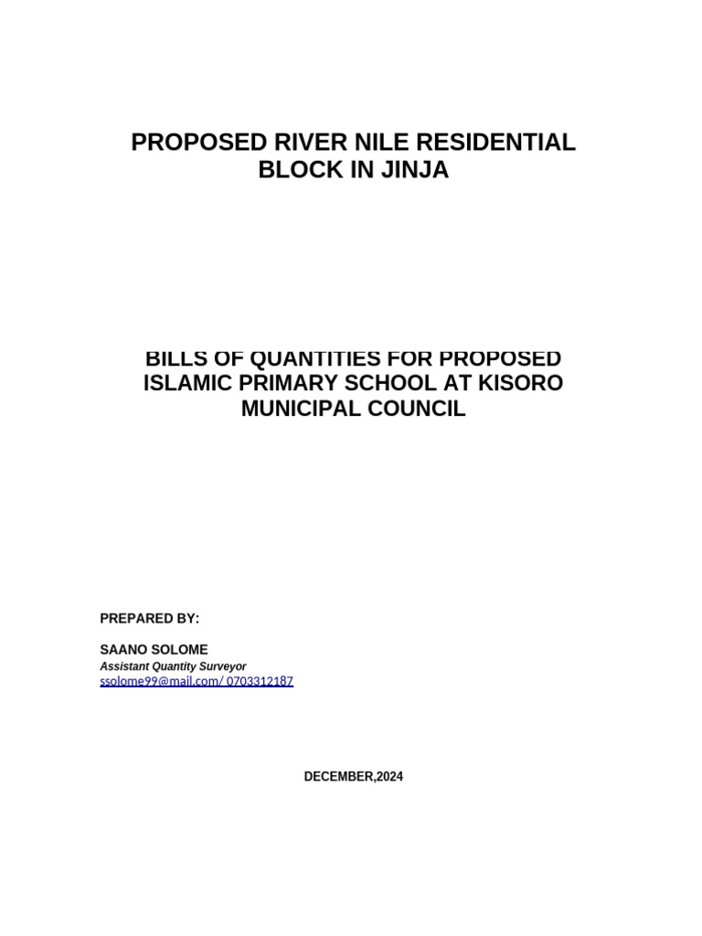 Bill of Quantities for Residential Building | PDF | Employment | Window