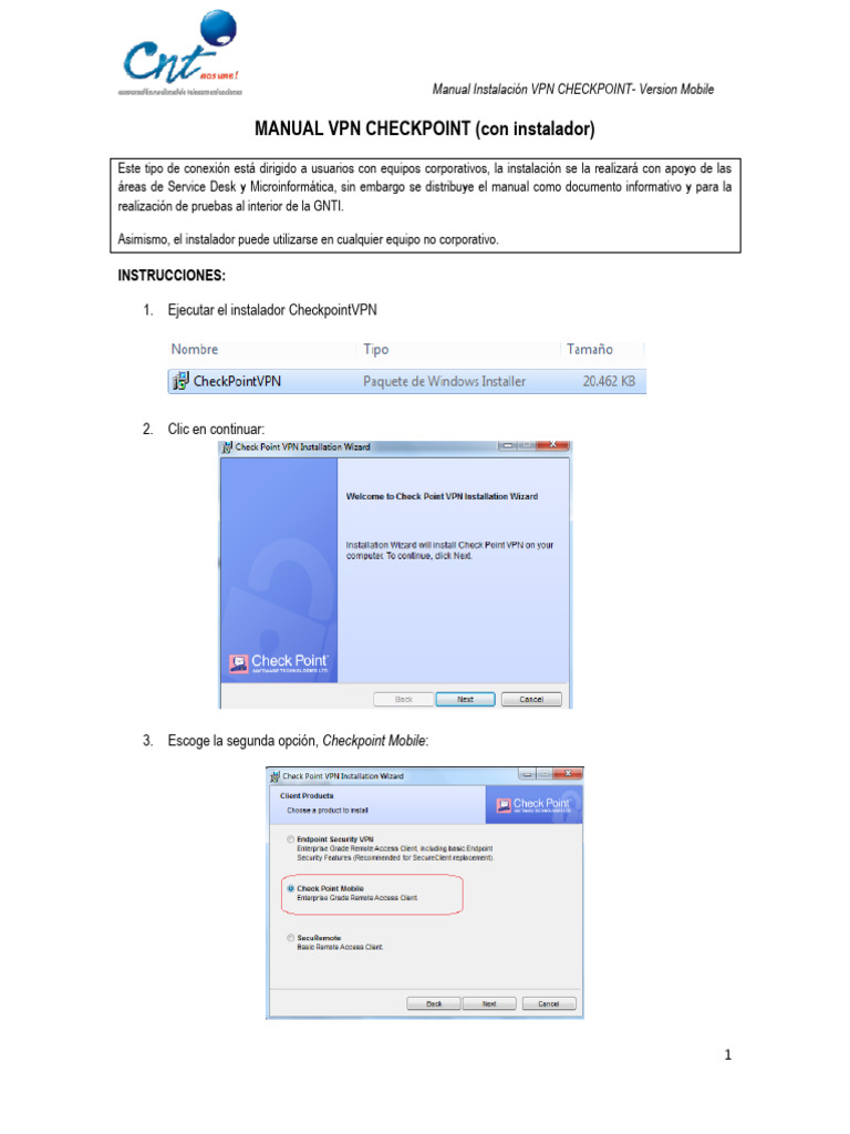Manual VPN Checkpoint(con instalador) | PDF