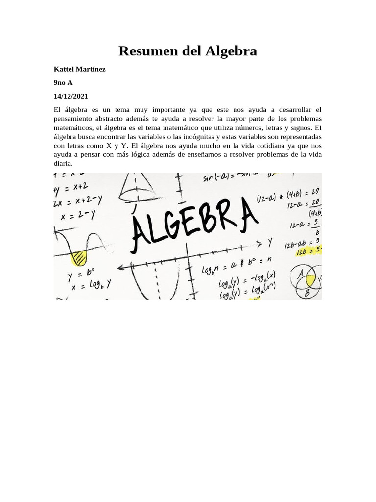 Resumen Del Algebra | PDF