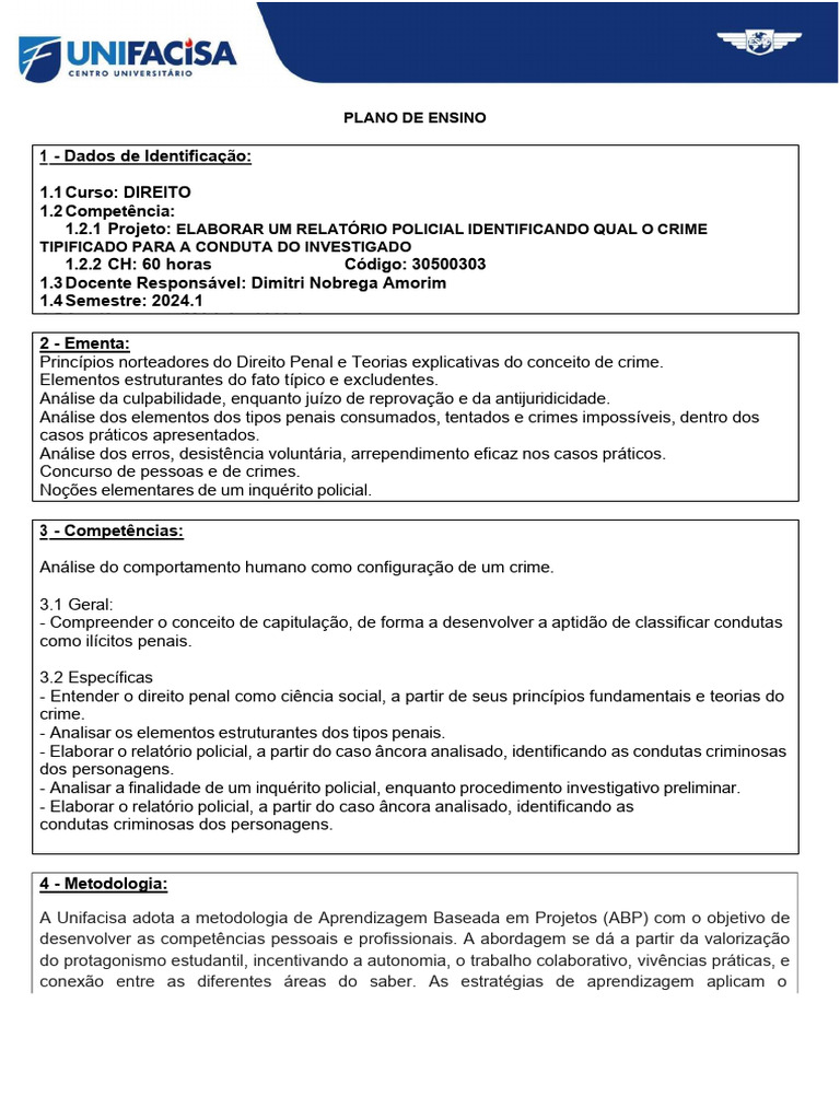Elaborar Um Relatório Policial Identificando Qual o Crime Tipificado ...