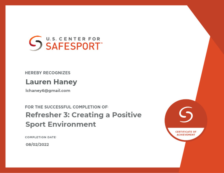 Positive Sport Environment Certificate | PDF