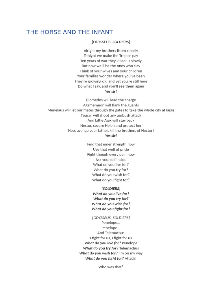 EPIC Lyrics | PDF | Odysseus | Odyssey