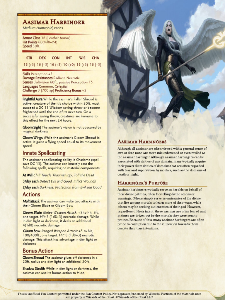 Aasimar Harbinger Guide & Stats | PDF