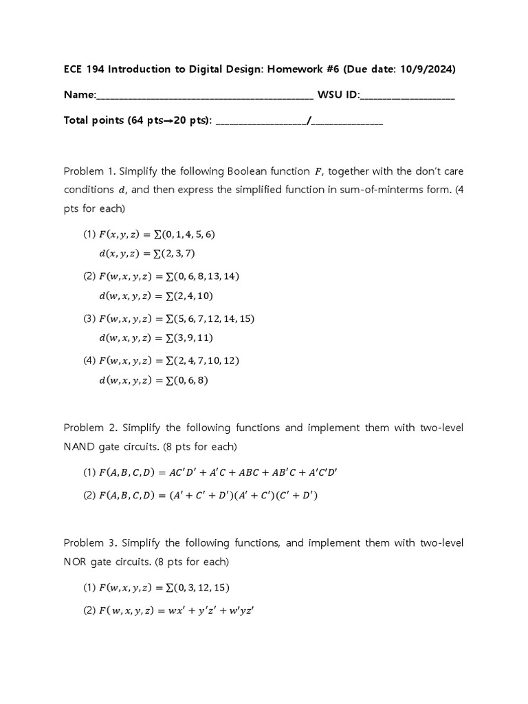 Digital Design Homework #6 Guide | PDF
