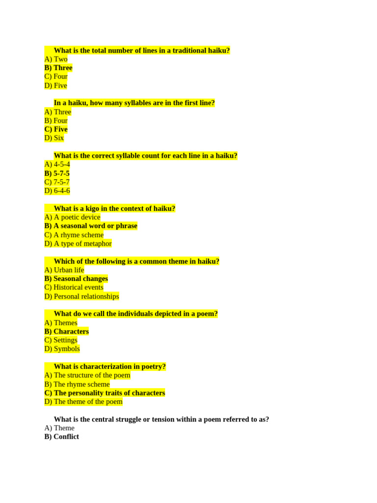 What Is The Total Number of Lines in A Traditional Haiku | PDF