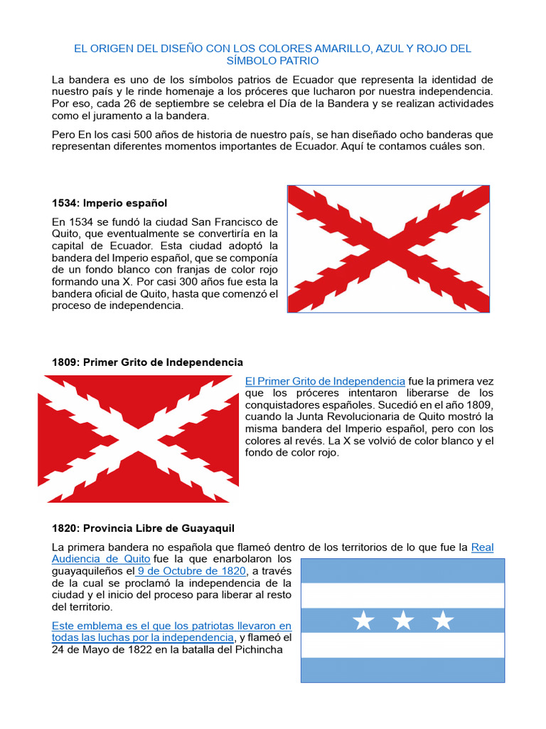 Historia de la Bandera del Ecuador | PDF | Ecuador | Bandera