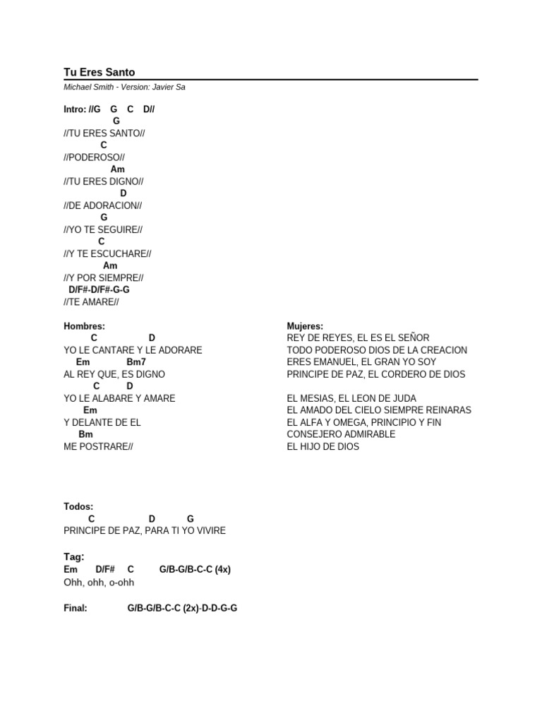 Tu Eres Santo G | PDF