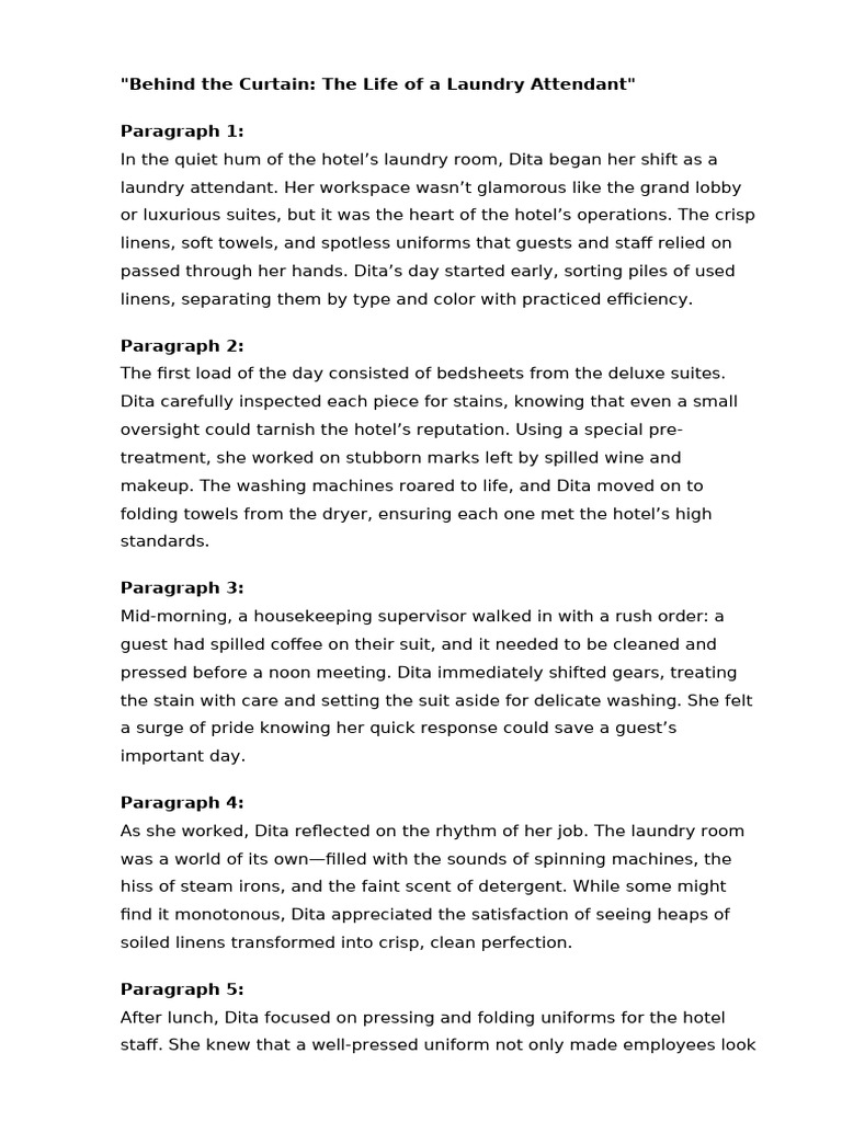 Job Description Laundry Attendant | PDF | Laundry | Linens