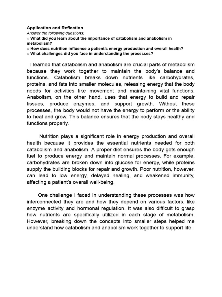 Application and Reflection | PDF