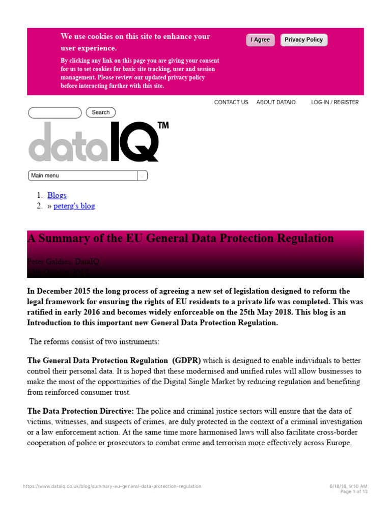 A Summary of The EU General Data Protection Regulation - Wwwdataiqco ...