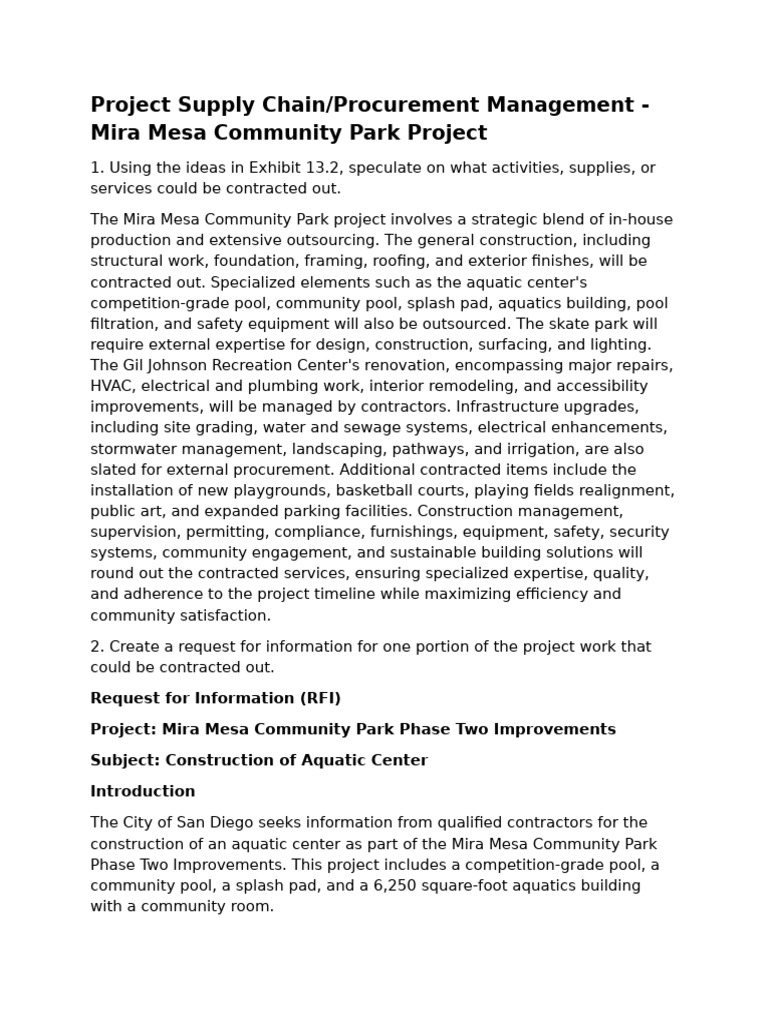 Mira Mesa Community Park Project | PDF | Incentive | Brand