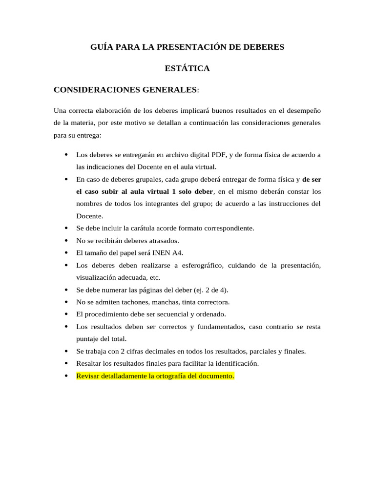 GUÍA PARA LA PRESENTACIÓN DE DEBERES | PDF
