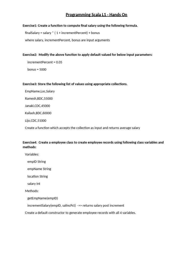 Scala Programming l1 Handson | PDF