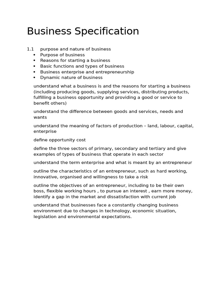 Business Specification | PDF | Entrepreneurship | Interest