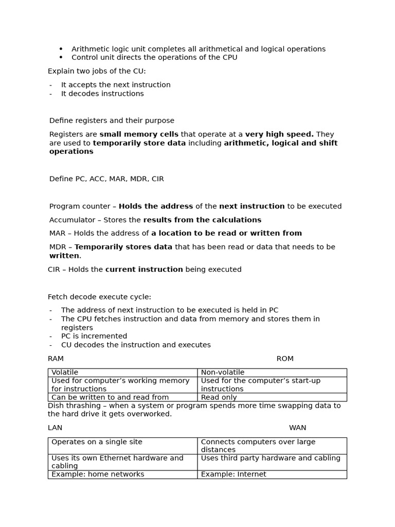 Arithmetic Logic Unit Completes All Arithmetical And Logical Operations Pdf Computer Memory