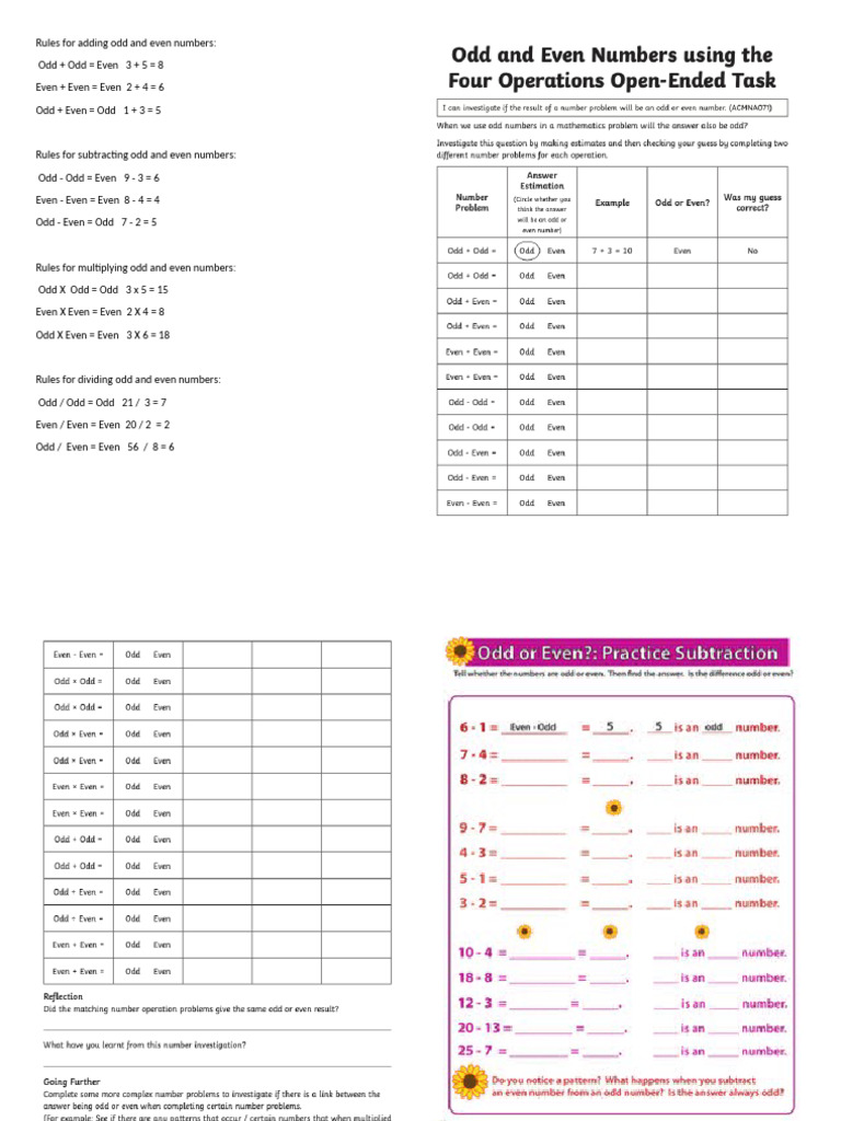 Rules For Adding Odd and Even Numbers | PDF