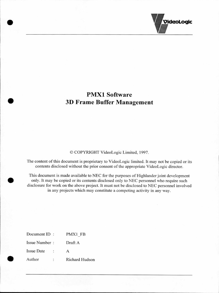 VideoLogic PMX1 Software 3D Frame Buffer Management | PDF | Texture Mapping | Computing