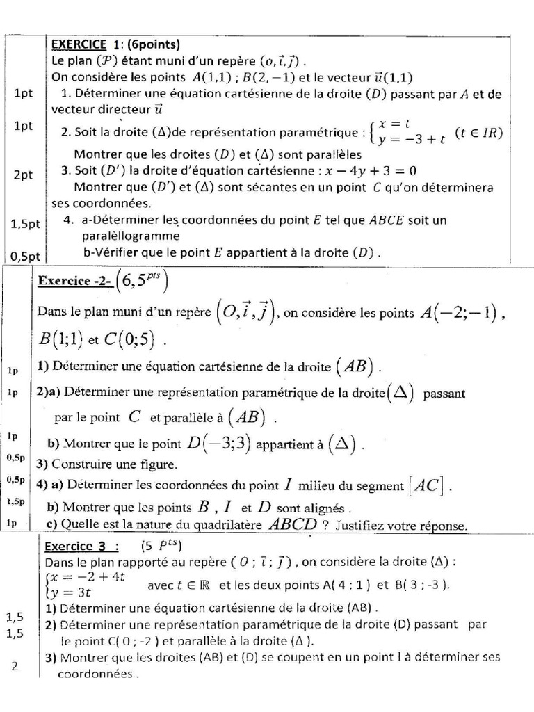 la droite dans le plan tronc commun '' Driss DOTCOM '' (1) | PDF