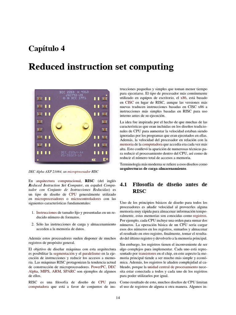 RISC y CISC | PDF | Unidad Central de procesamiento | Puesto de trabajo