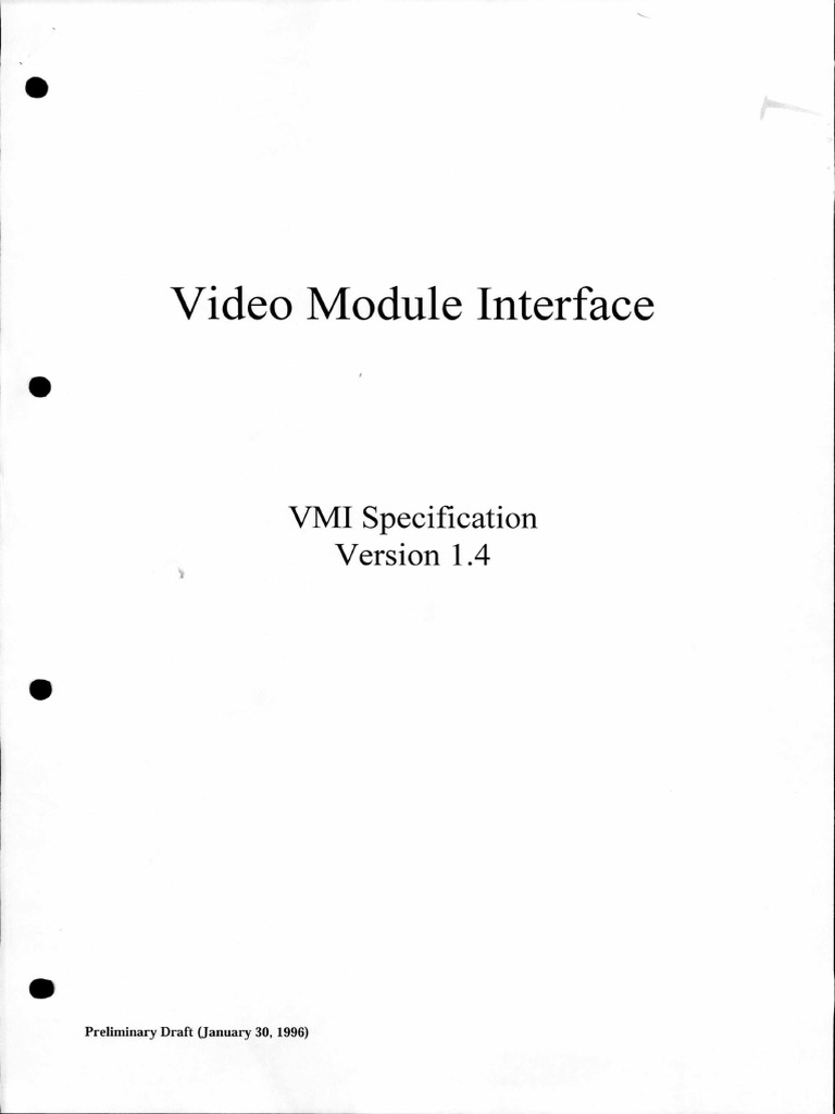 VMI Specification for Developers | PDF | Video | Electrical Connector