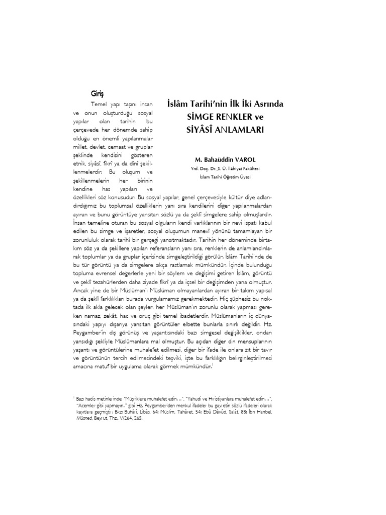 Slam Tarihinin LK Ki Asr Nda Simge Renkler Ve Siy S Anlamlar (#210476) - 184407 | PDF