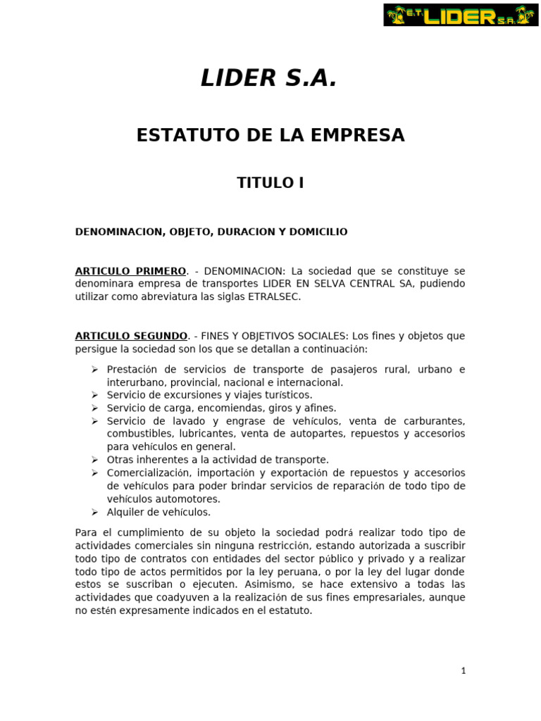 Estatuto Lider Sa | PDF | Bancos | Dividendo